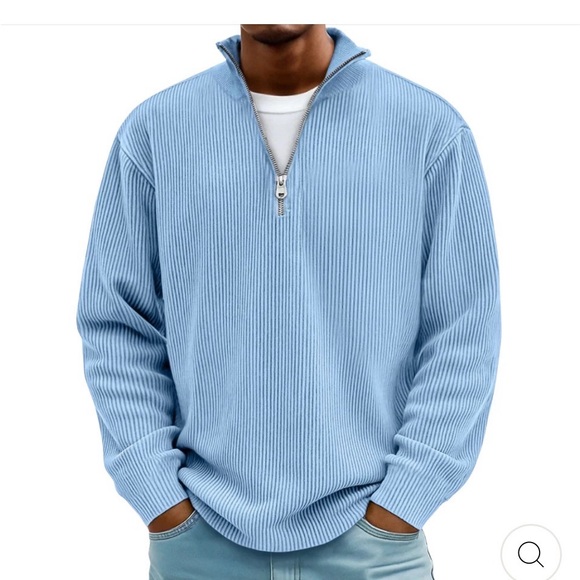 LUCY & MILES | Sweaters | Carlum Mens Sky Blue Ribbed Quarter Zip ...